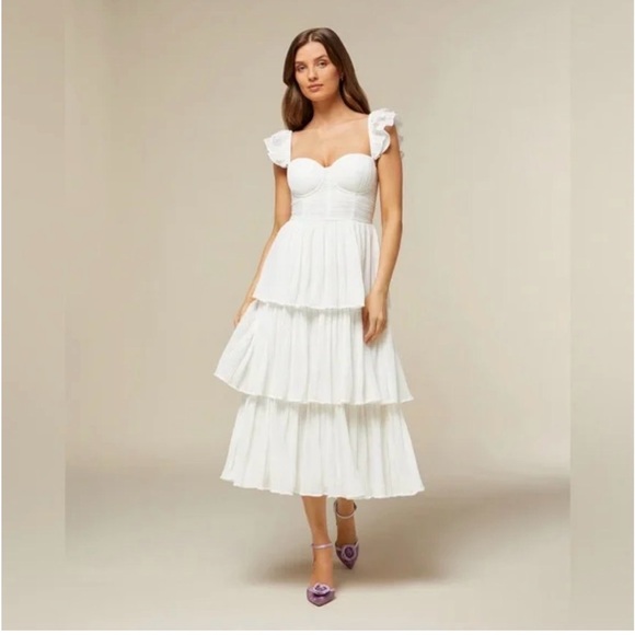 Rachel Parcell | Dresses | Rachel Parcell Corset Pleated Midi In Solid ...